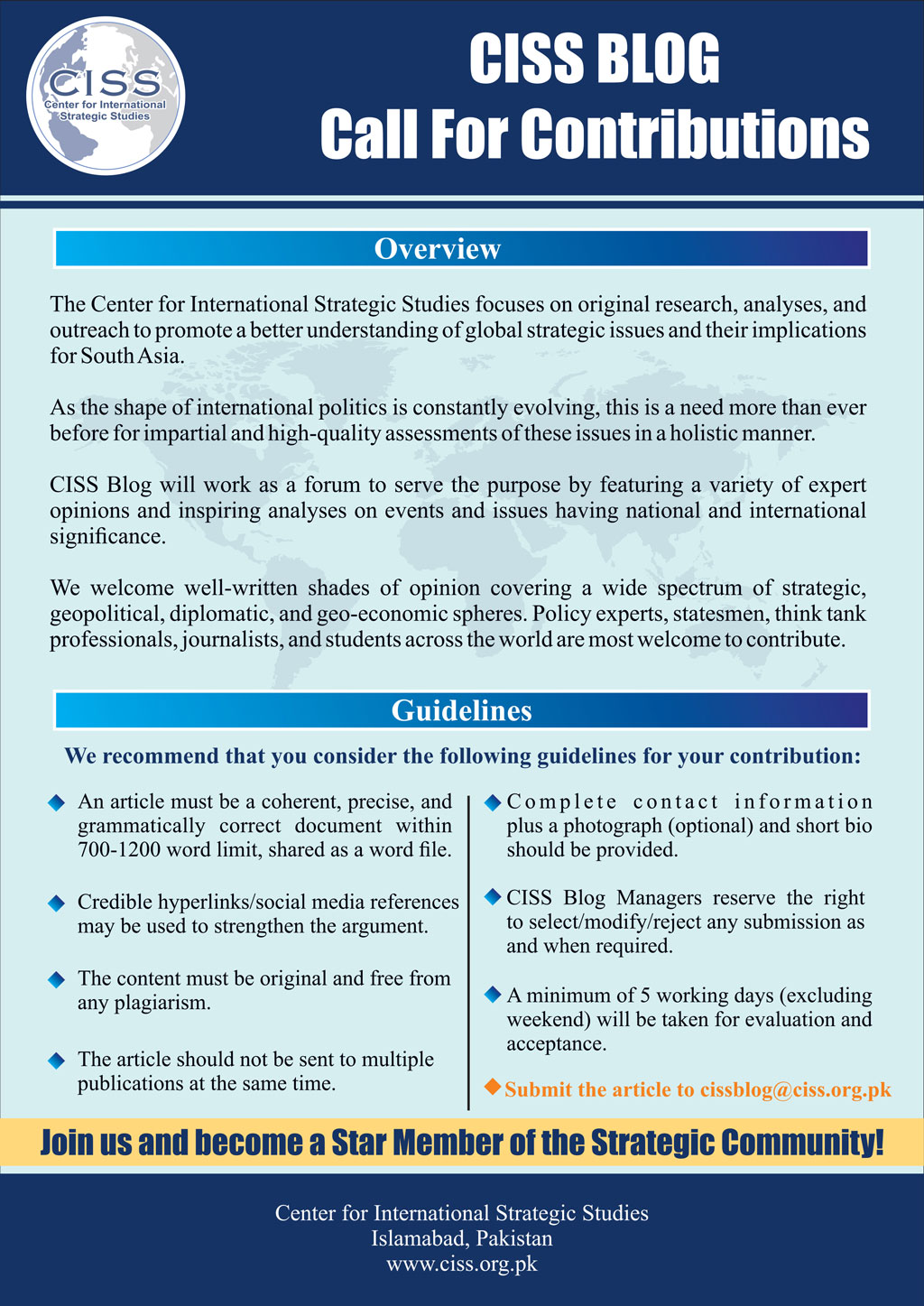 CISS Announcement – Join us and become a Star Member of the Strategic ...